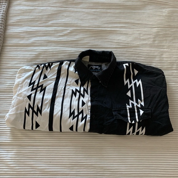 Roper | Tops | Vintage Roper Western Shirt Womens L Black White Aztec ...
